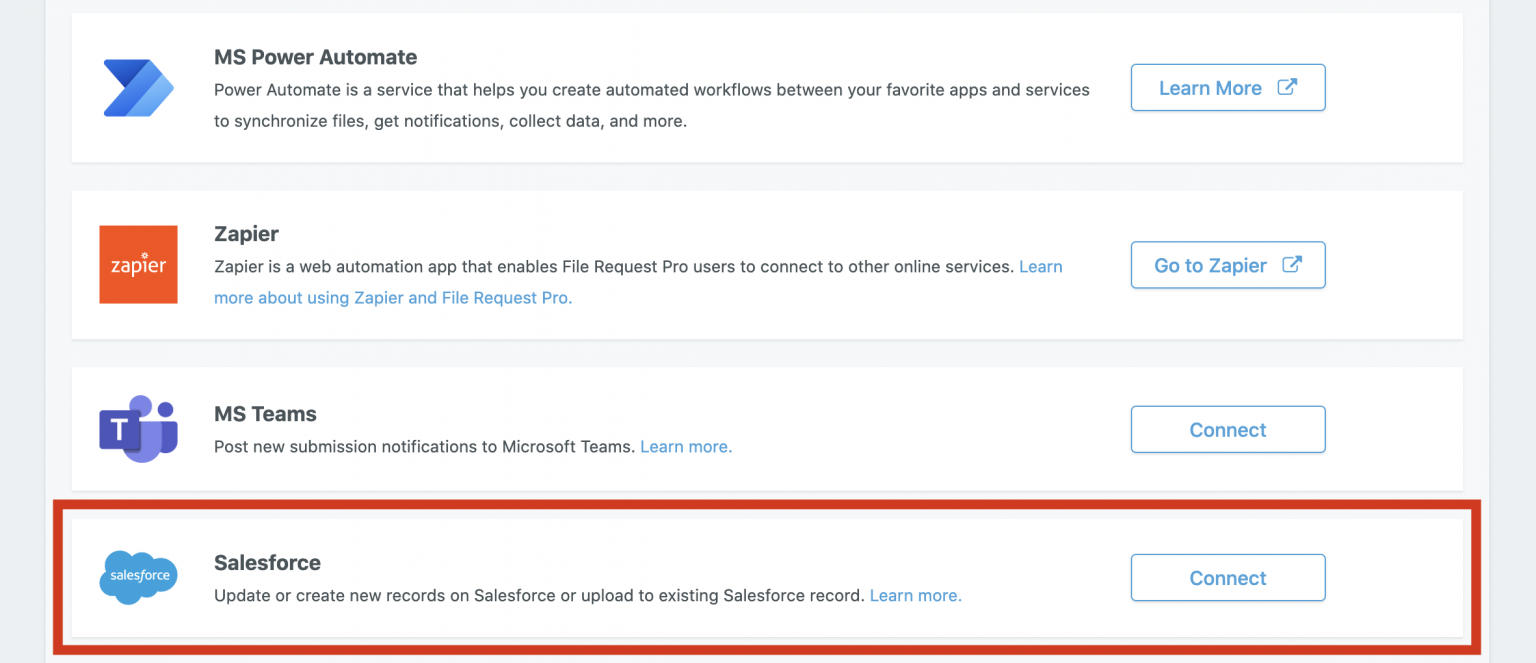Create an upload forms that send client data direct to Salesforce